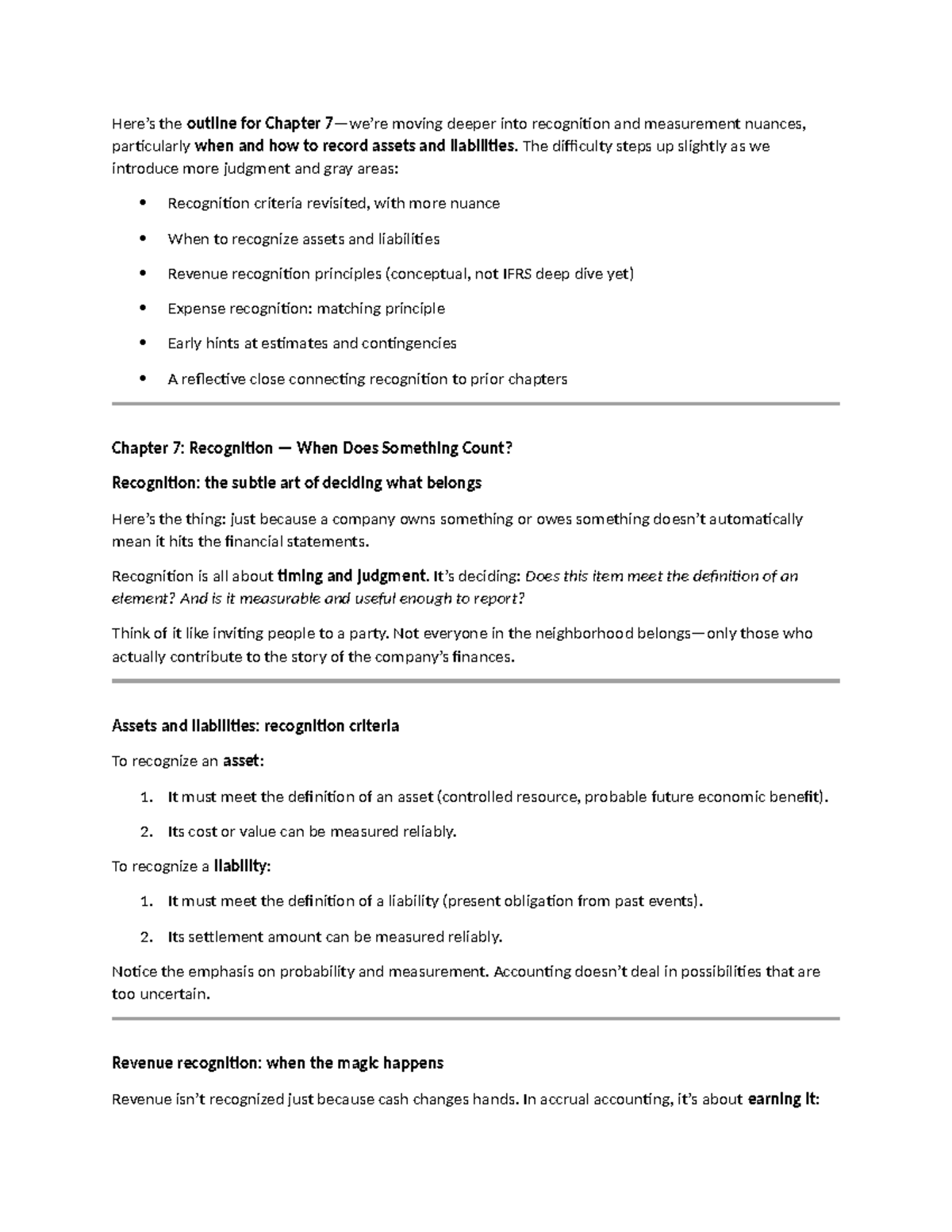 Financial Reporting & Measurement: Chapter 7 - Recognition Nuances ...