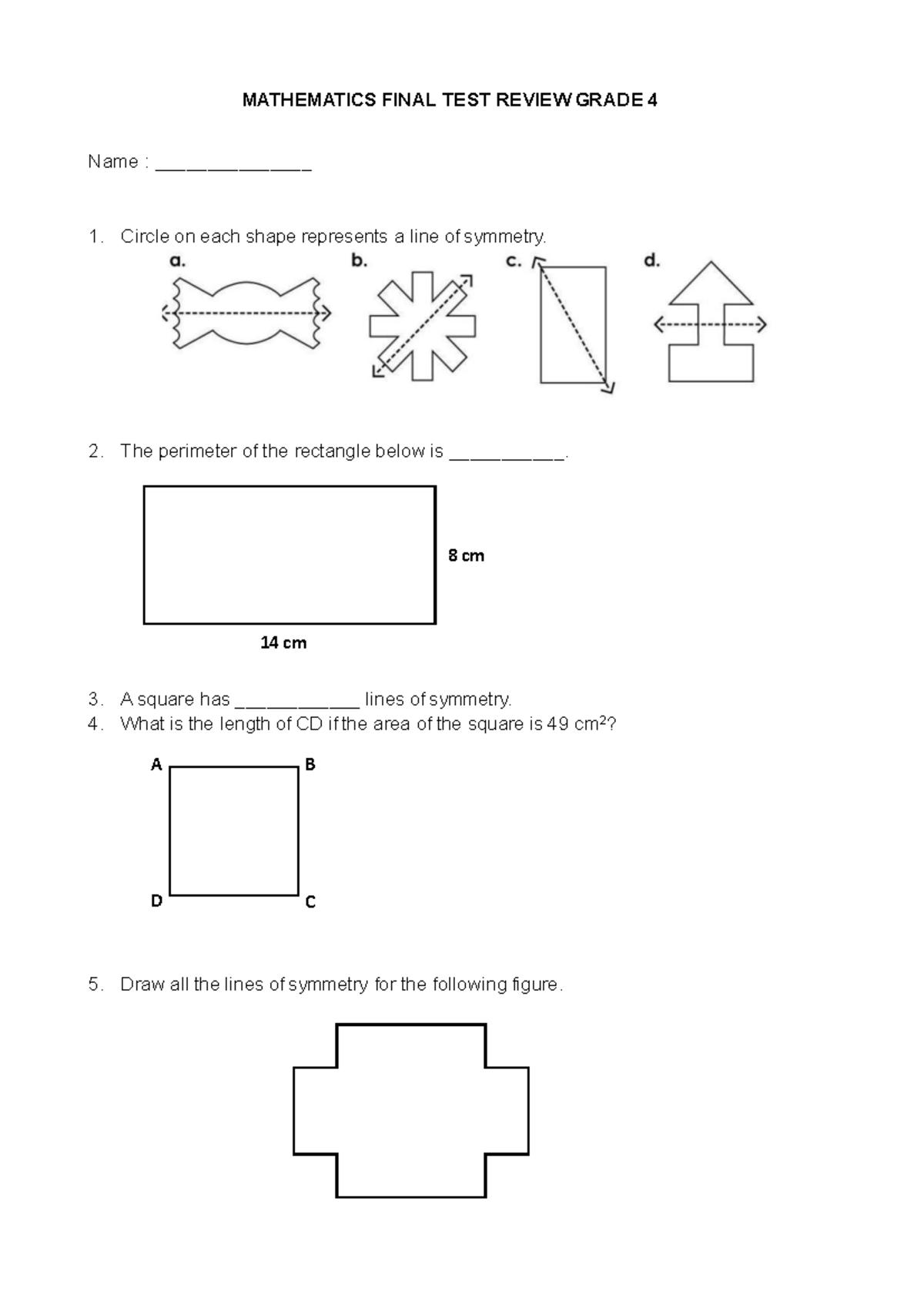 MATHEMATICS GRADE 4 FINAL TEST REVIEW NOTES - Studocu
