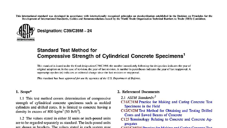 ASTM C39-24 - Standard Test Method for Compressive Strength of Concrete ...