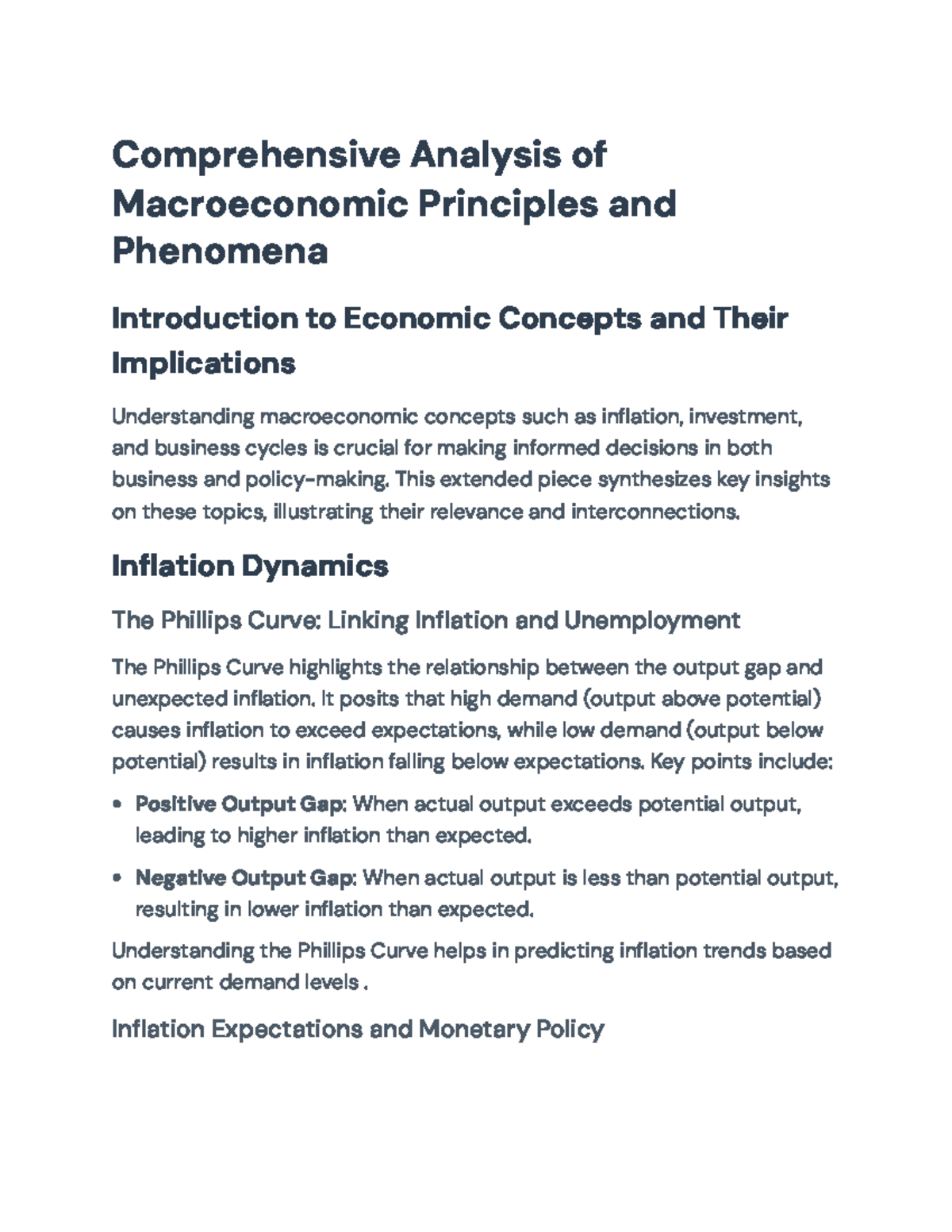 Comprehensive Overview of Macroeconomic Principles and Investment ...