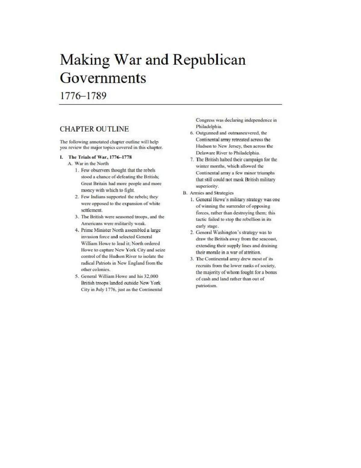 APUSH Chapter 6 Notes: The Revolutionary War and Its Aftermath - Studocu