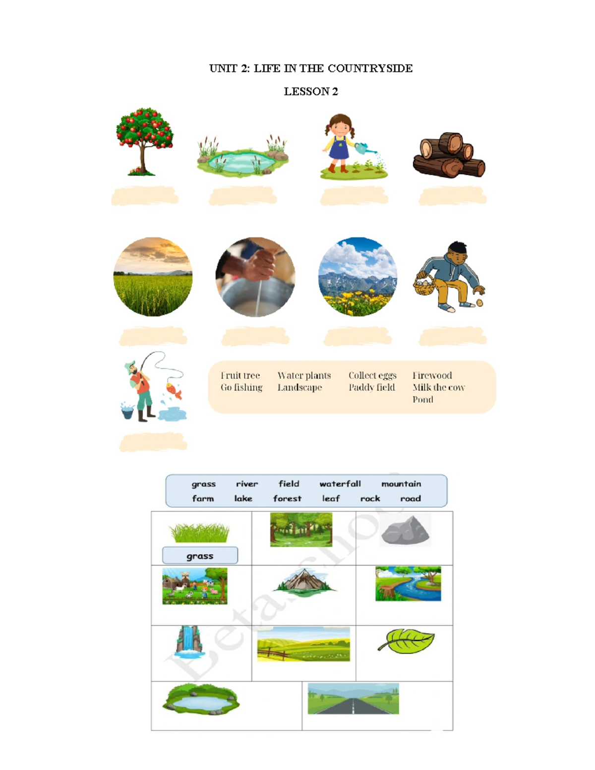 UNIT 2 - Vocabulary and Activities about Life in the Countryside, 8th ...