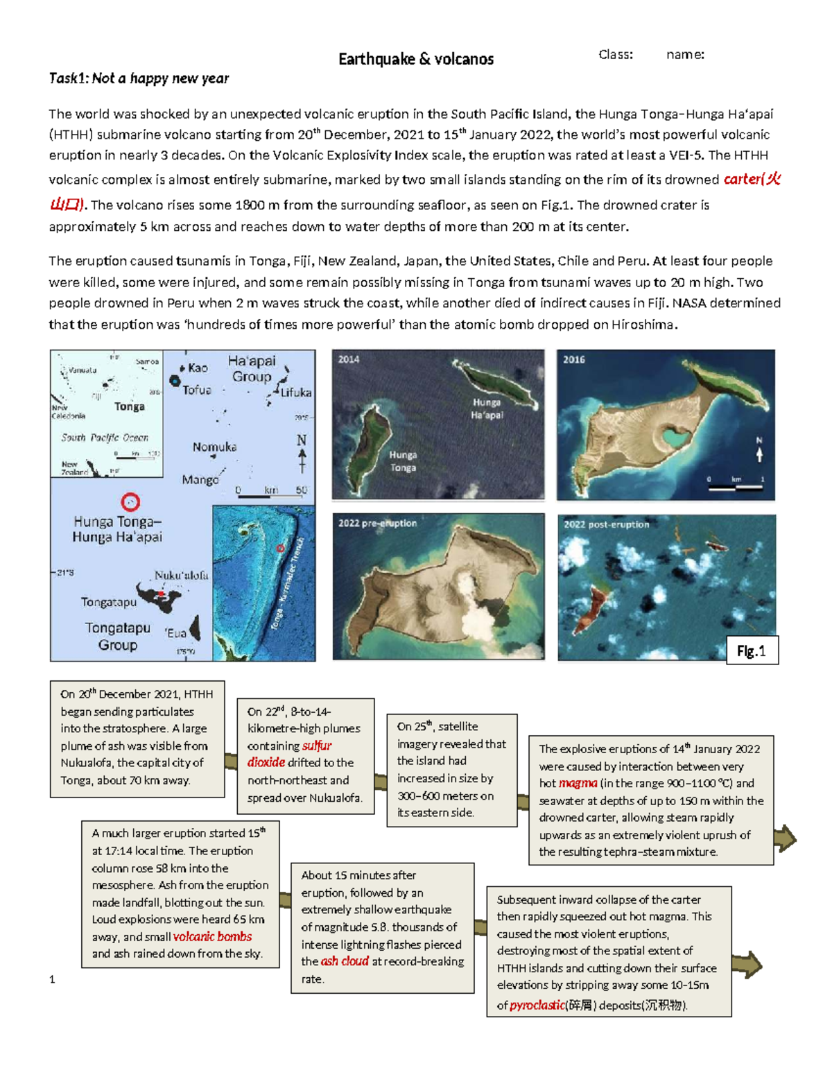 Earthquake & Volcanoes: HTHH Eruption Analysis (Task 1) - Studocu