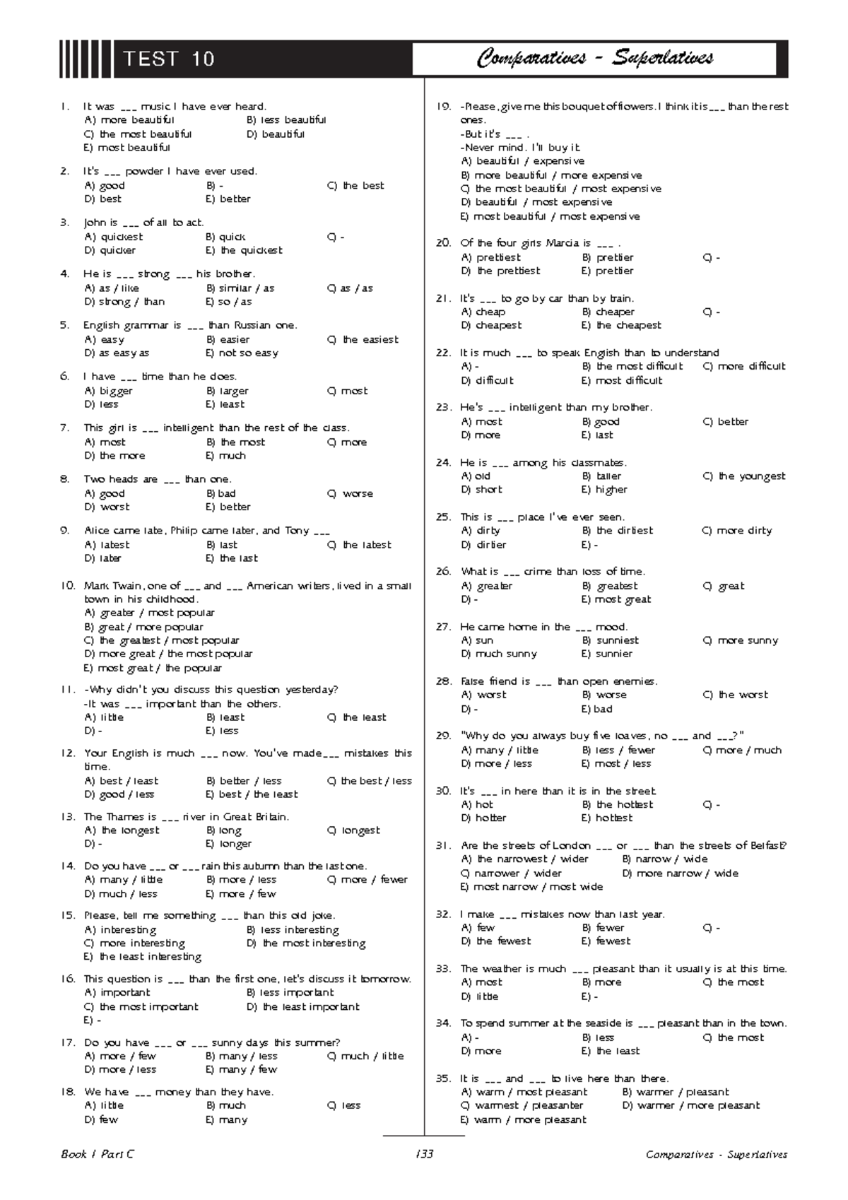 Comparatives and Superlatives Practice Exercises B1 - Studocu