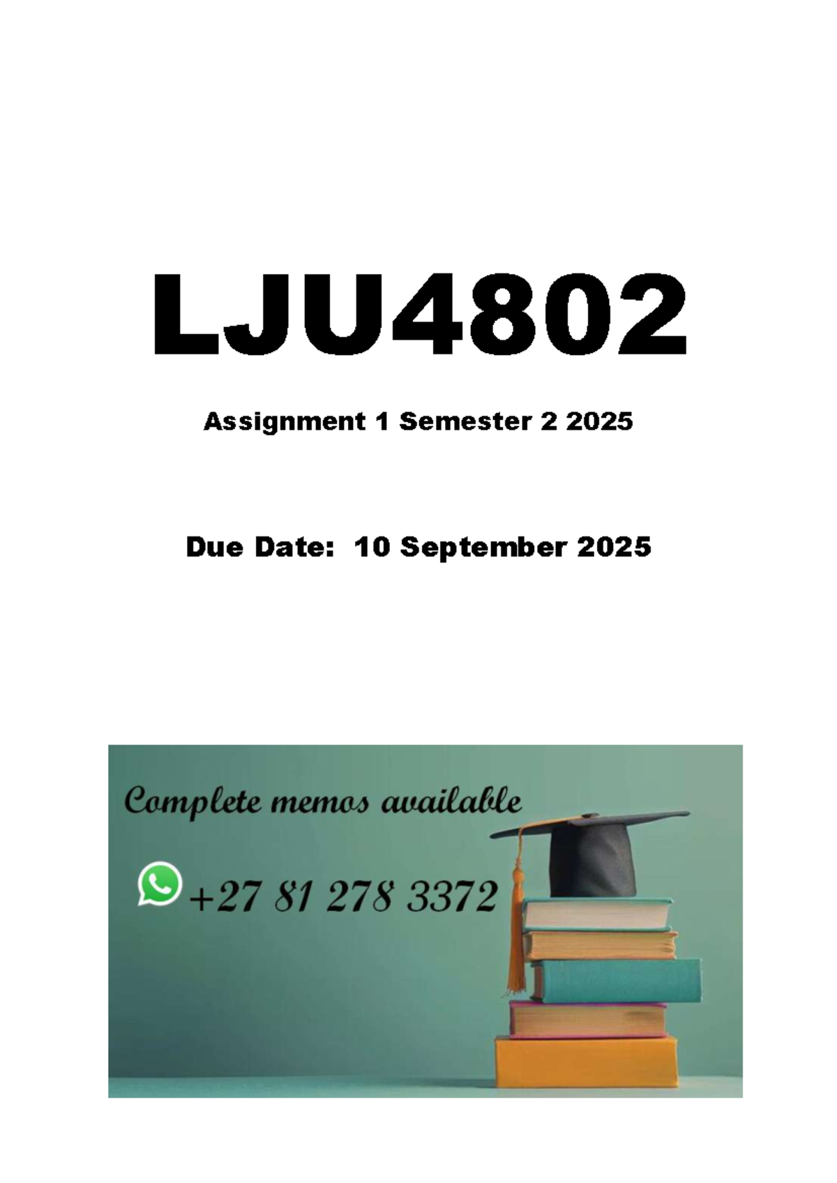 LJU4802 Assignment 1 Memo Semester 2 2025 Analysis and Answers - Studocu