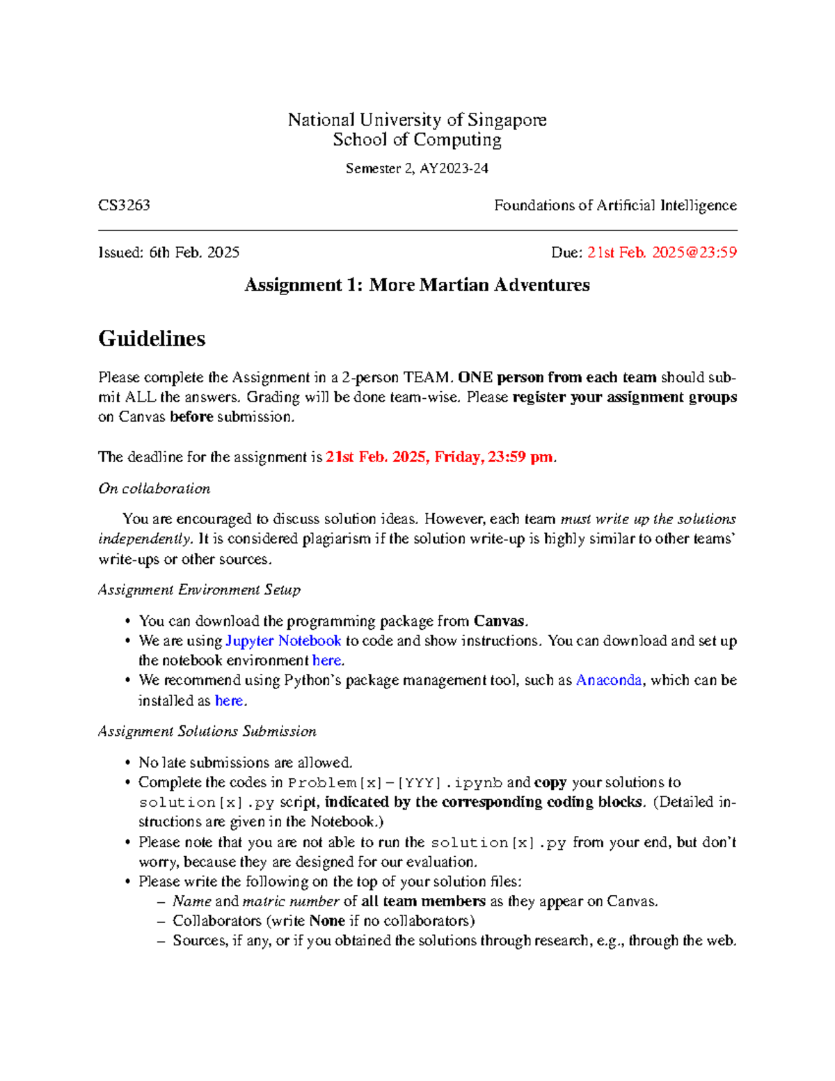 Assignment 1 - National University of Singapore School of Computing ...