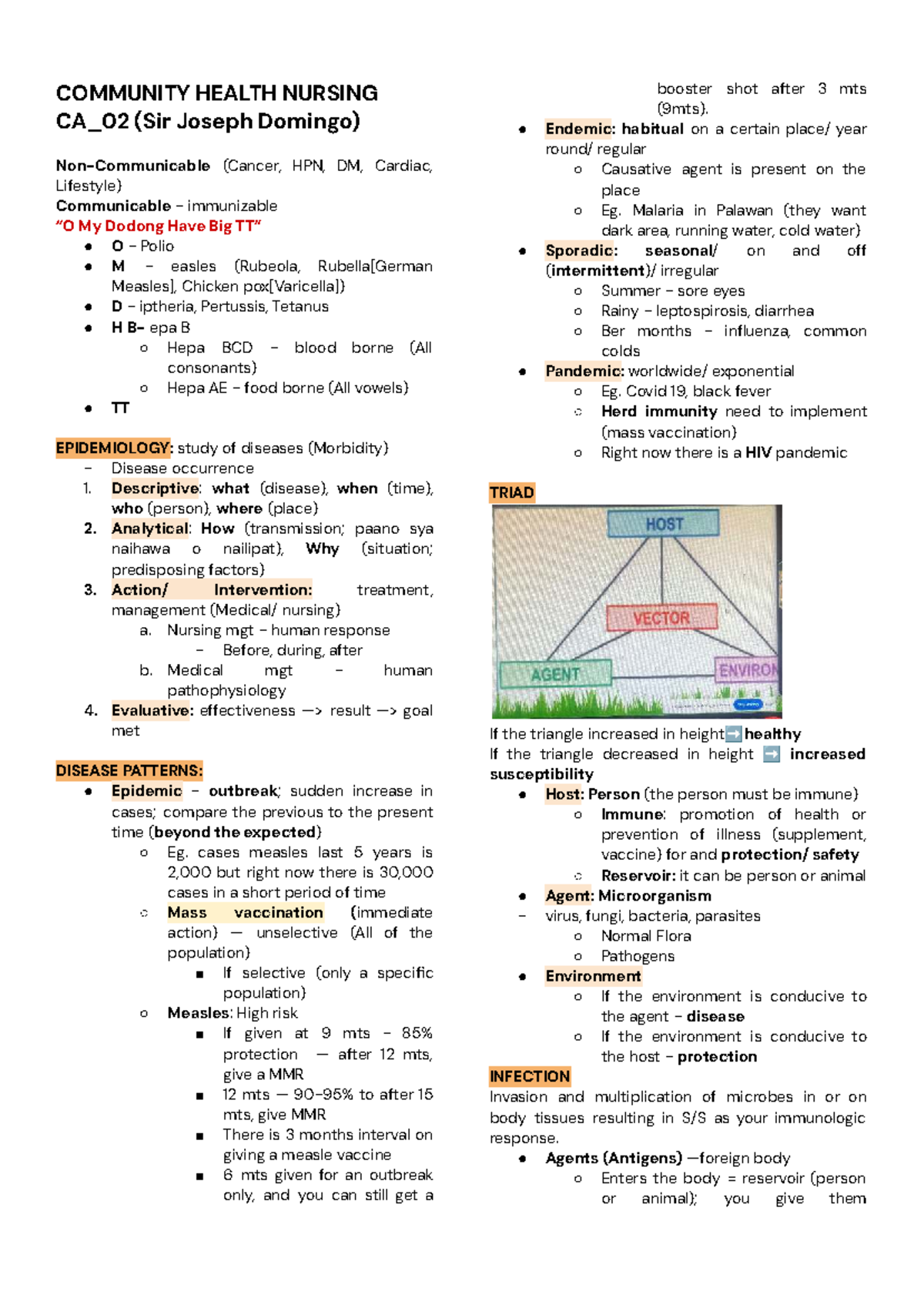 CA_02 Community Health Nursing: Epidemiology & Disease Patterns - Studocu