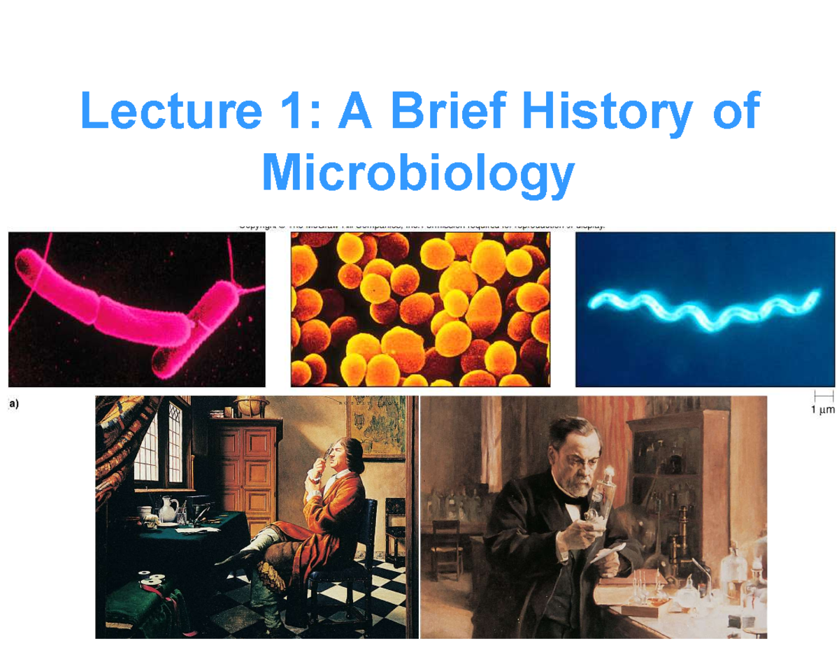 Lecture - Brief history of microbiology - Lecture 1: A Brief History of ...