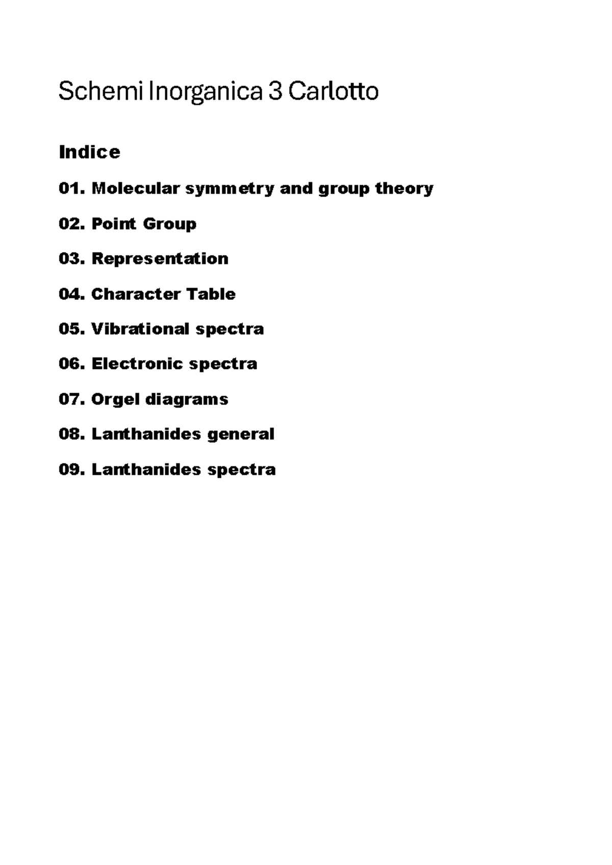 Schemi Chimica Inorganica 3: Molecular Symmetry & Group Theory - Studocu