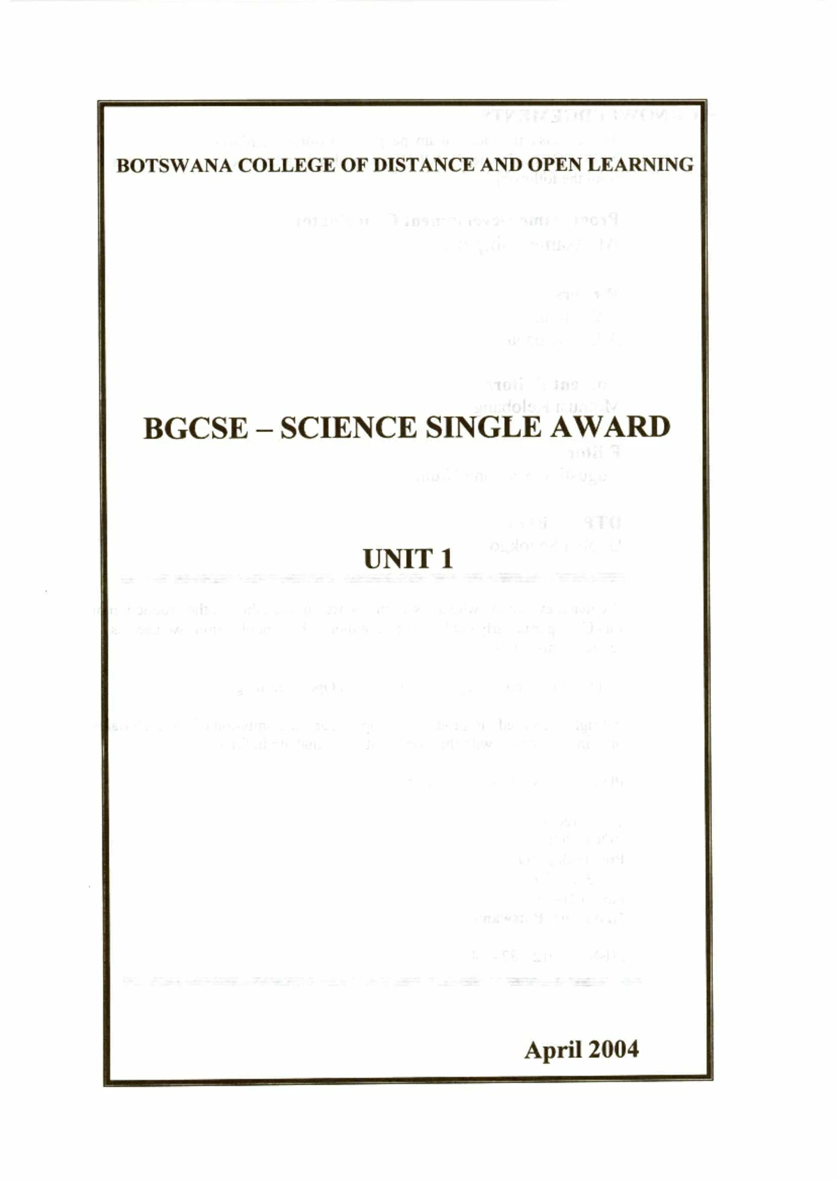 SDA Revision Kit - BGCSE Science Double Award Paper 3 Theory - Studocu
