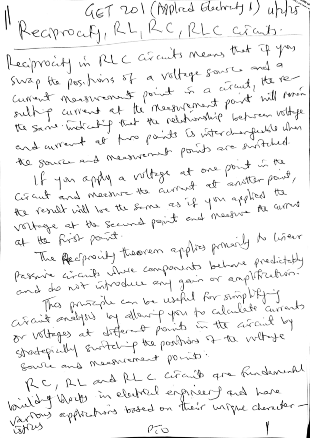 Get 201 reciprocity - It's a short note on RC, RLC and RL - ácT 20l ...