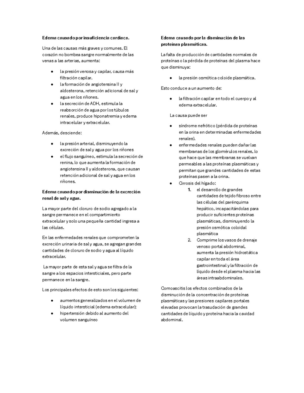 Edema por Insuficiencia Cardíaca: Causas y Mecanismos - Studocu