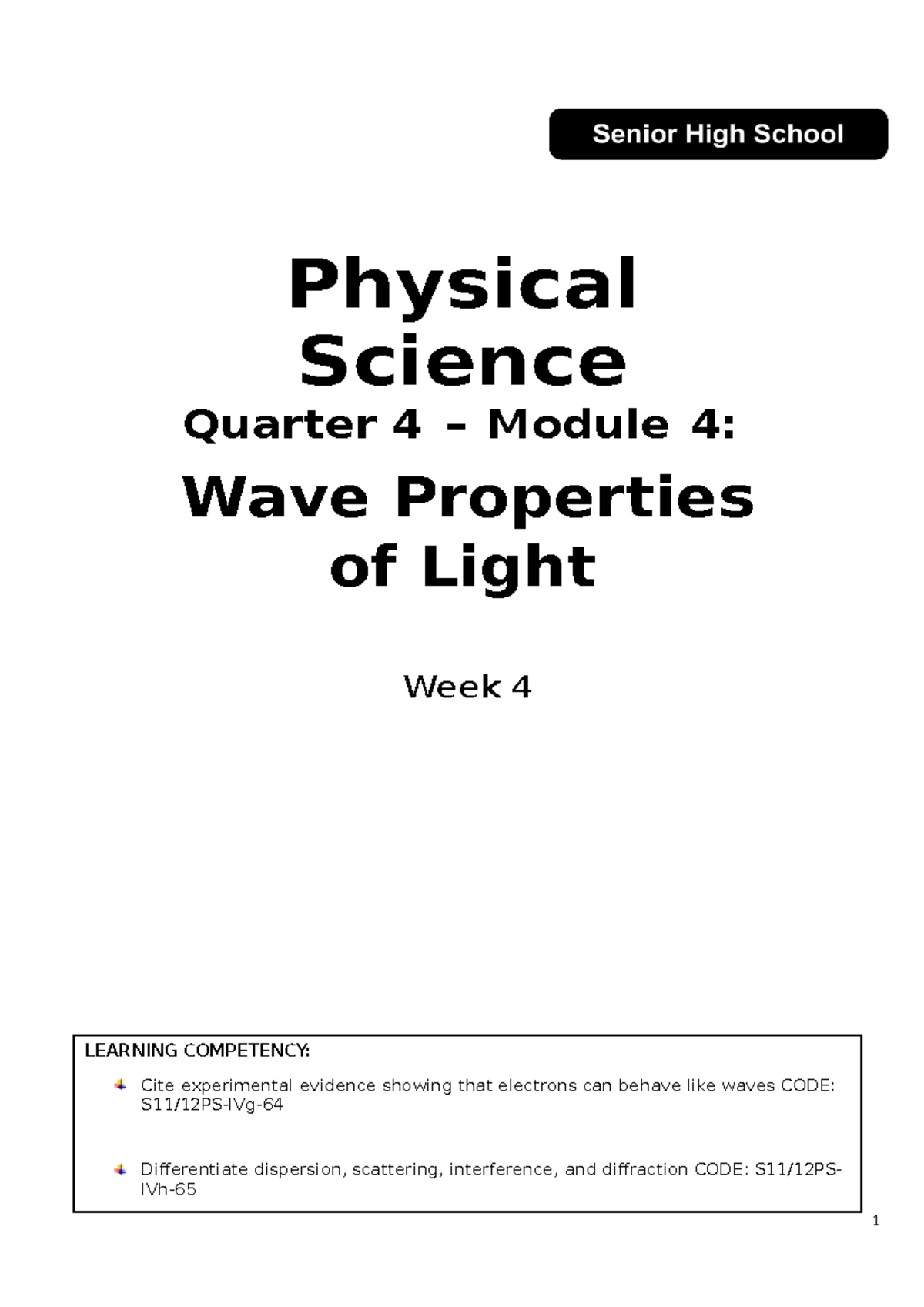 PS Q.4 M4 - xmnfm,ffd - Physical Science Quarter 4 – Module 4: Wave ...