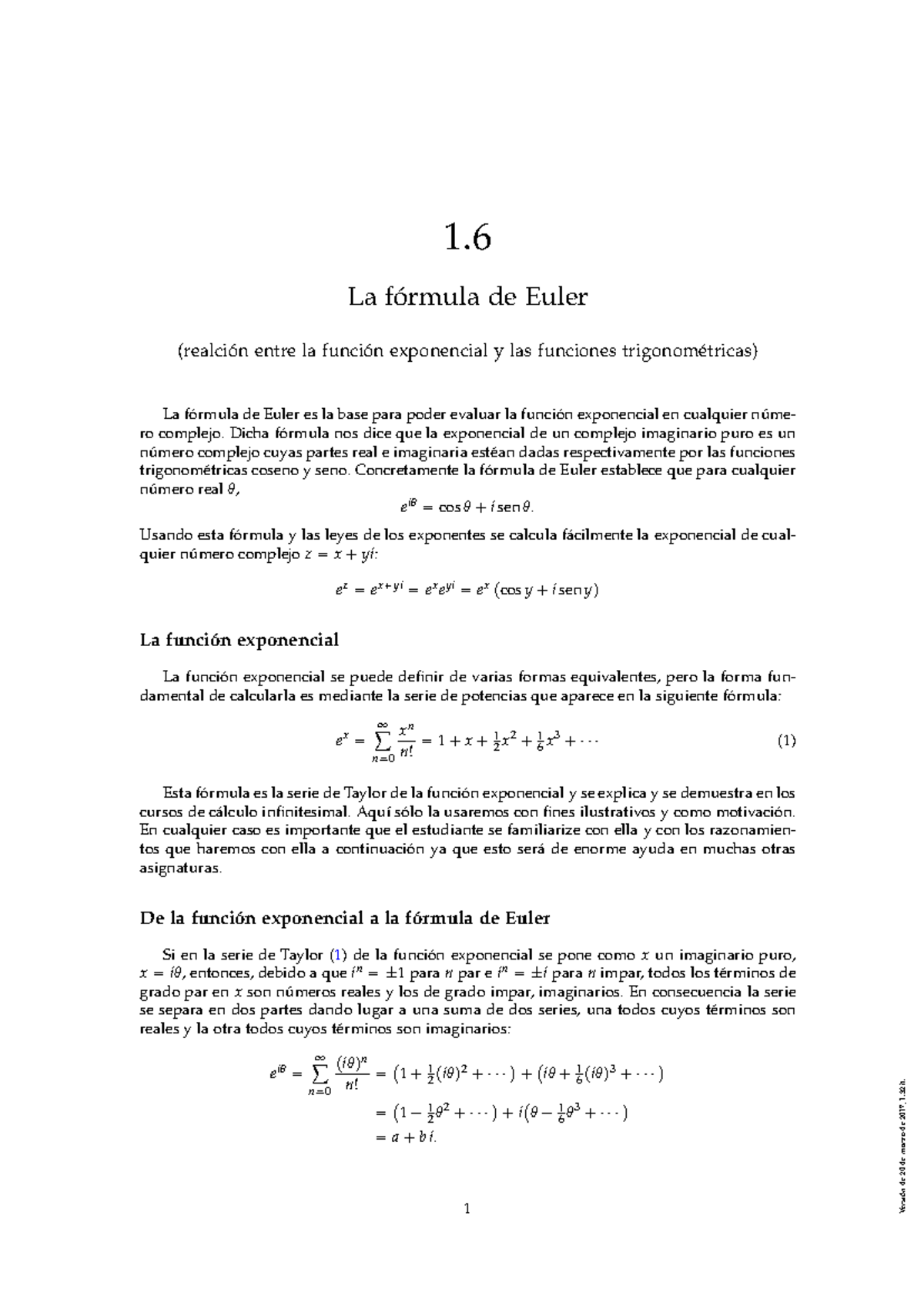 Fórmula de Euler - Relación entre Exponenciales y Trigonométricas - Studocu