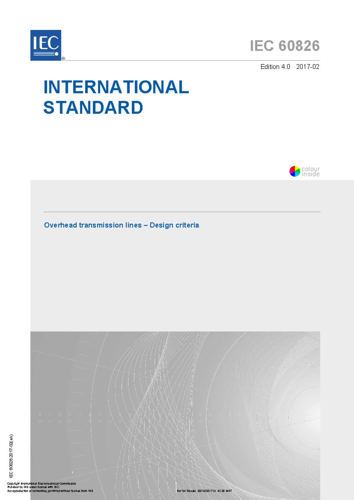 IEC 60826:2017 - Design Criteria for Overhead Transmission Lines - Studocu