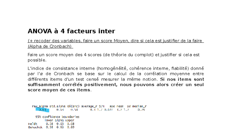 ANOVA à 4 Facteurs Inter : Analyse de la Croyance aux Théories du Complot - Studocu