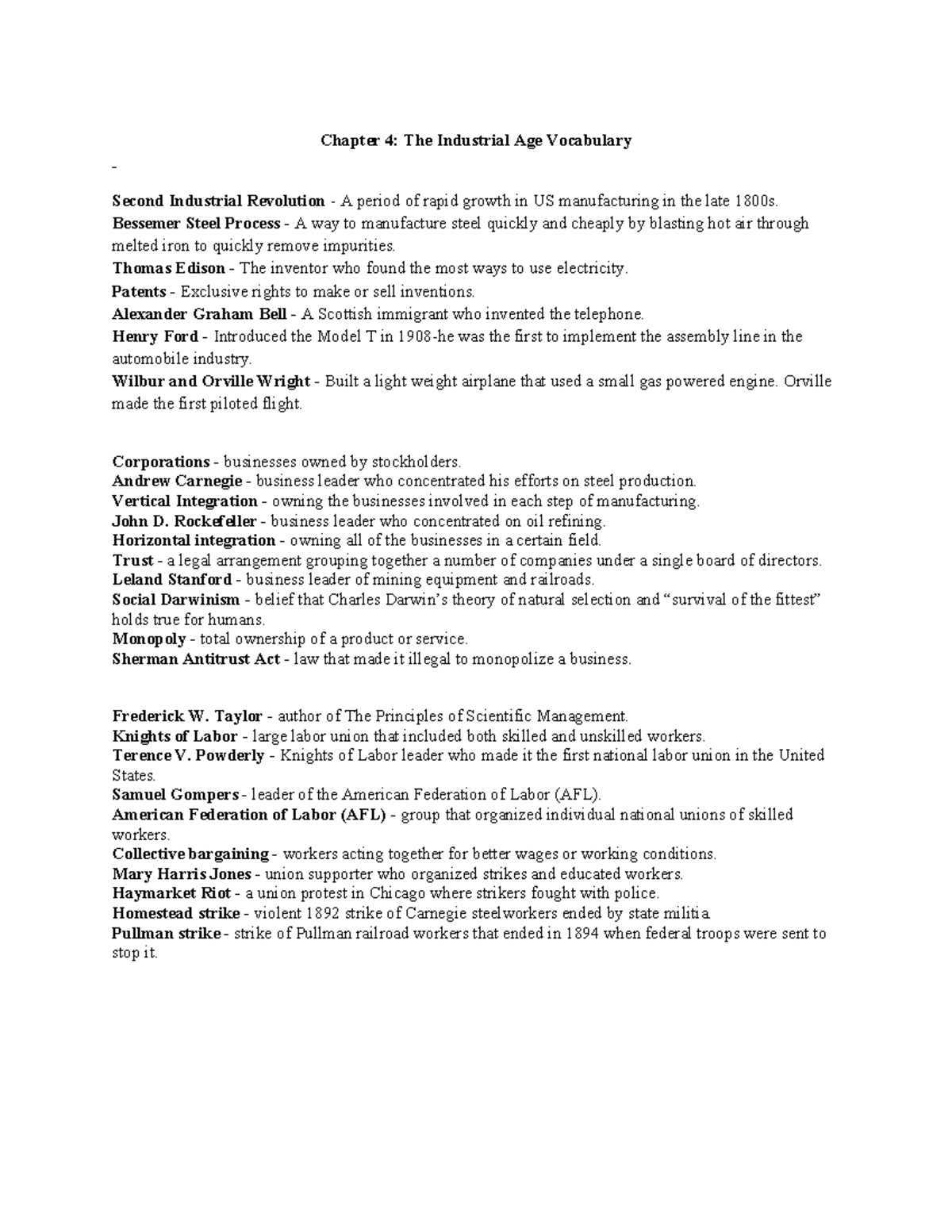 Chapter 4: Vocabulary of the Industrial Age (Course Code: 06325) - Studocu