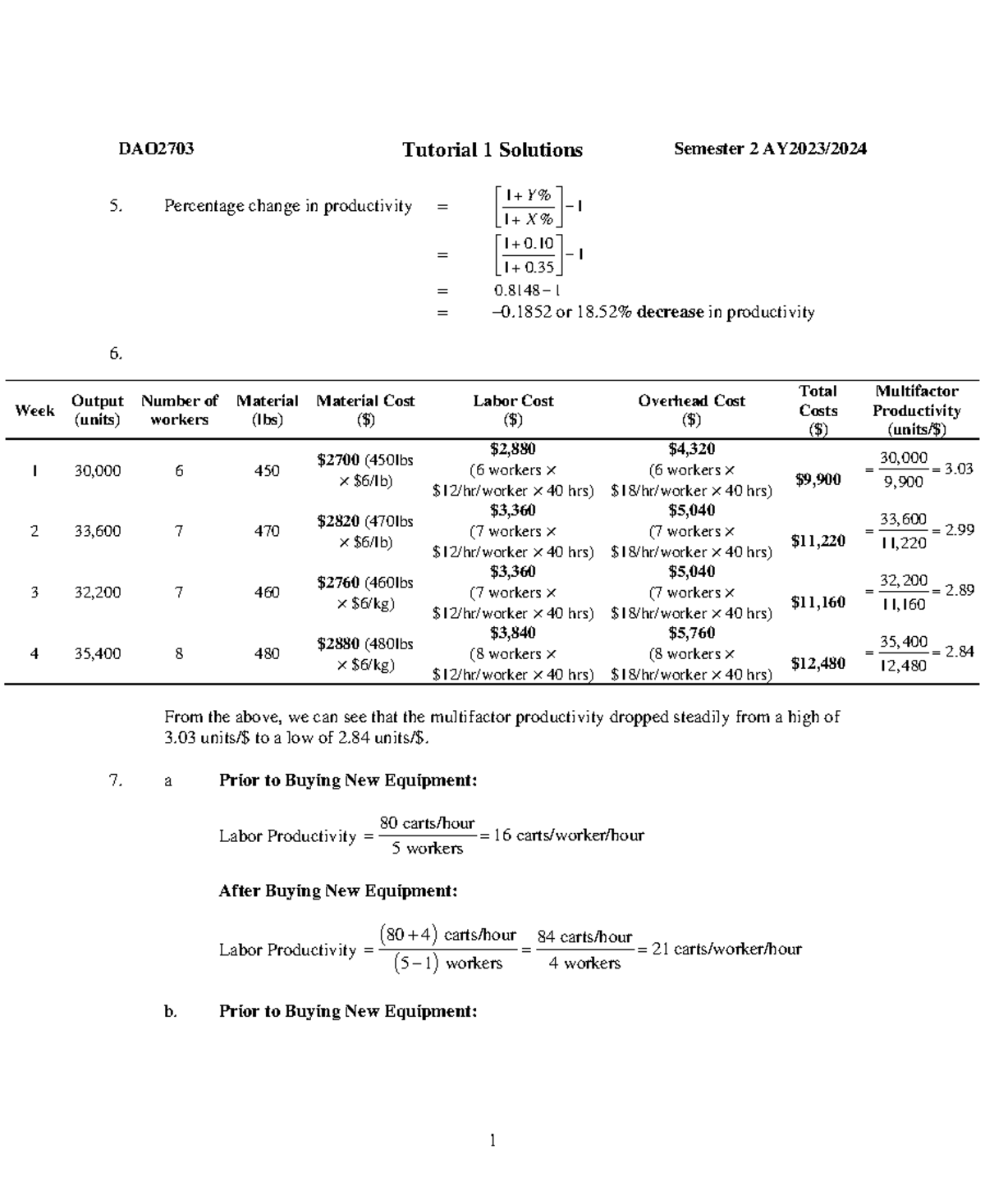 Tutorial 1 Solutions - 1 DAO2703 Tutorial 1 Solutions Semester 2 AY ...