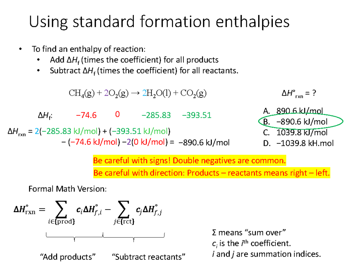 Thermodynamics 101: Enthalpy of Formation & Spontaneity Analysis - Studocu