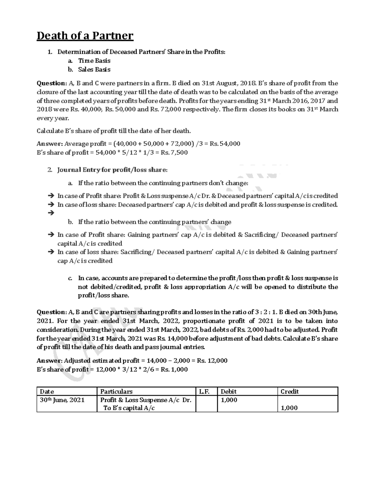 Death of a Partner: Final Revision Notes for Accounting 3D5FF81F - Studocu