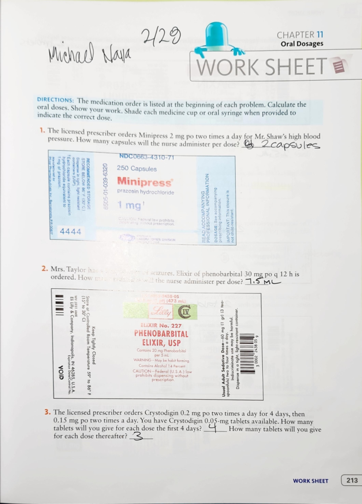 2129 WORKSHEET: Oral Dosage Calculations for Nursing Students - Studocu