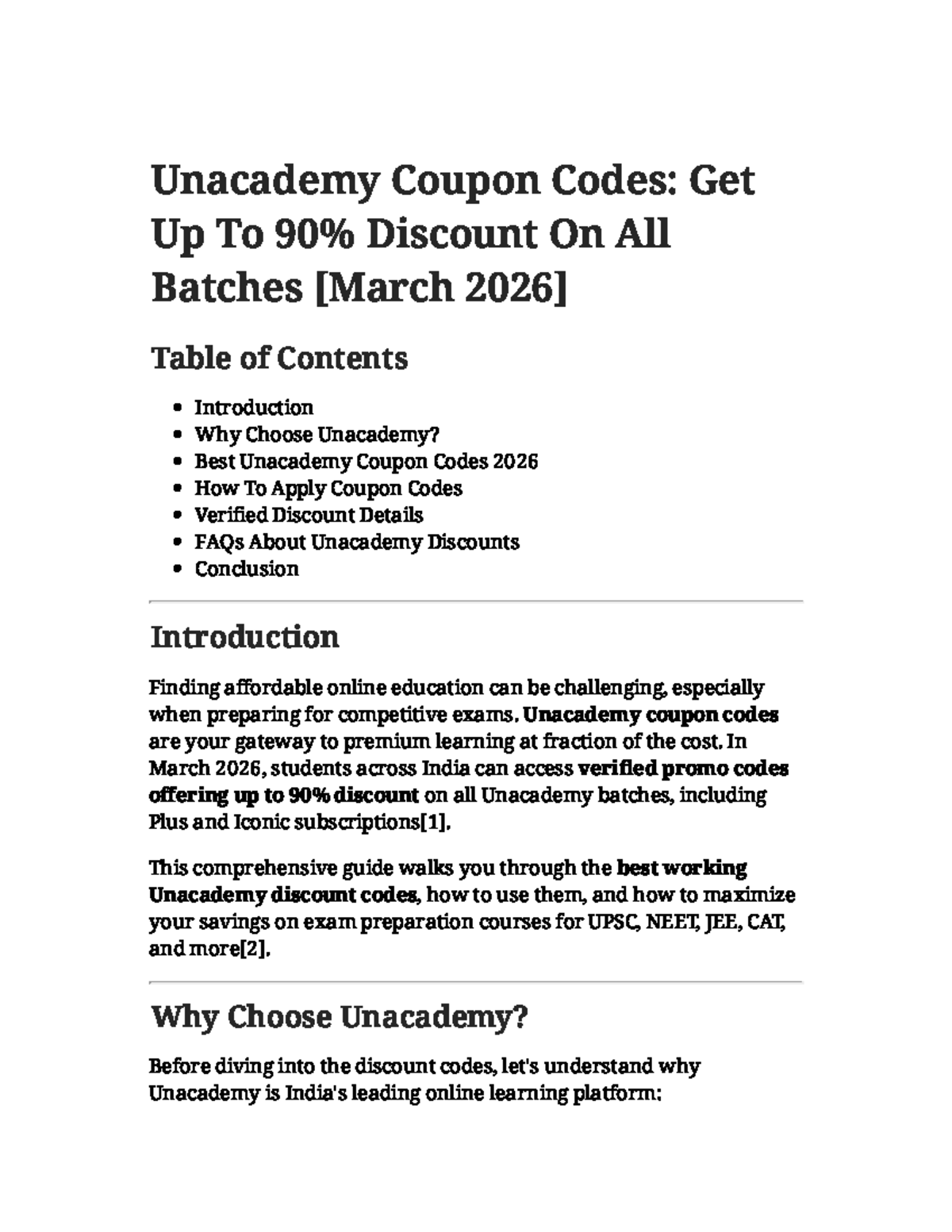 Unacademy Coupon Codes 2026: Maximize Your Discounts on Courses - Studocu
