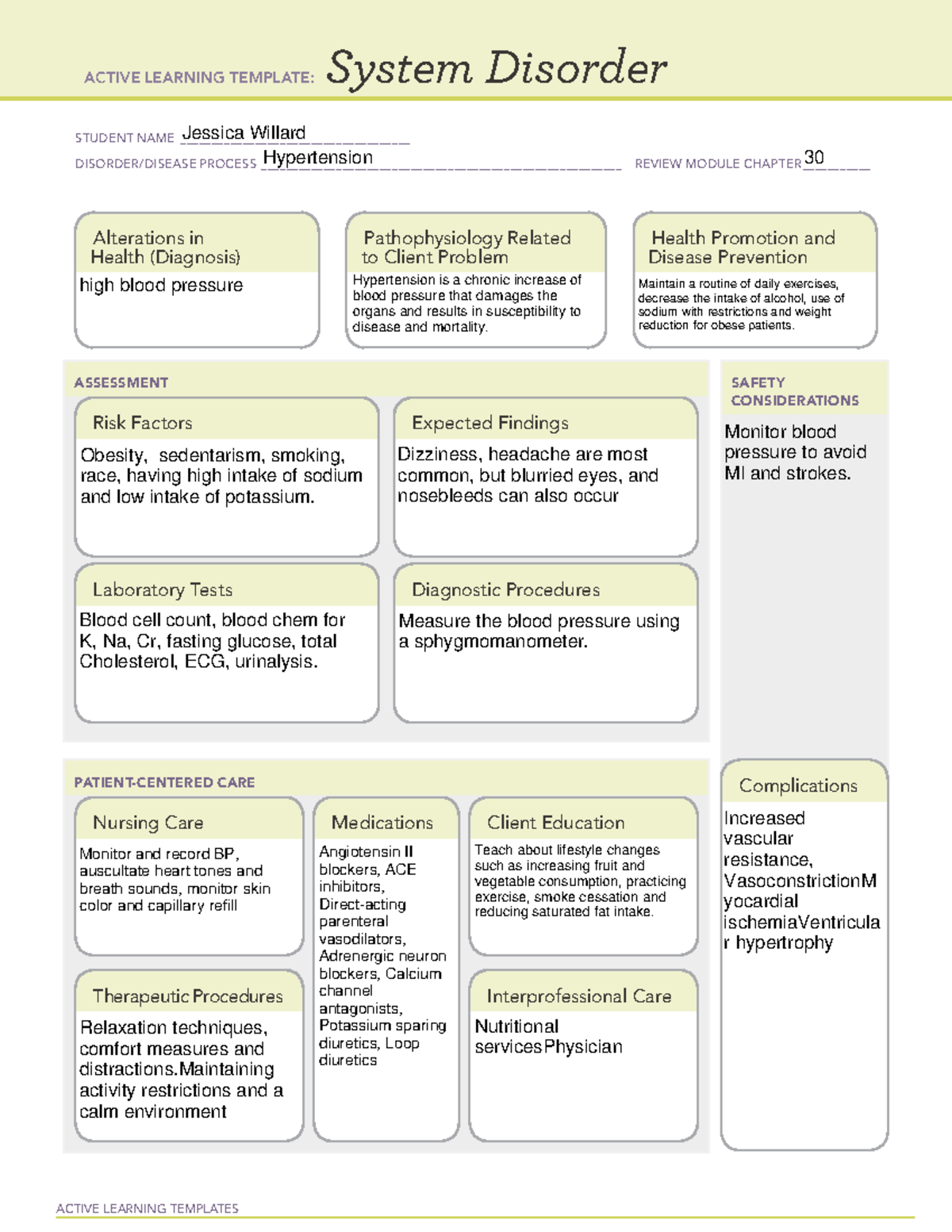 ATI Active Learning Template: Hypertension Overview - Studocu