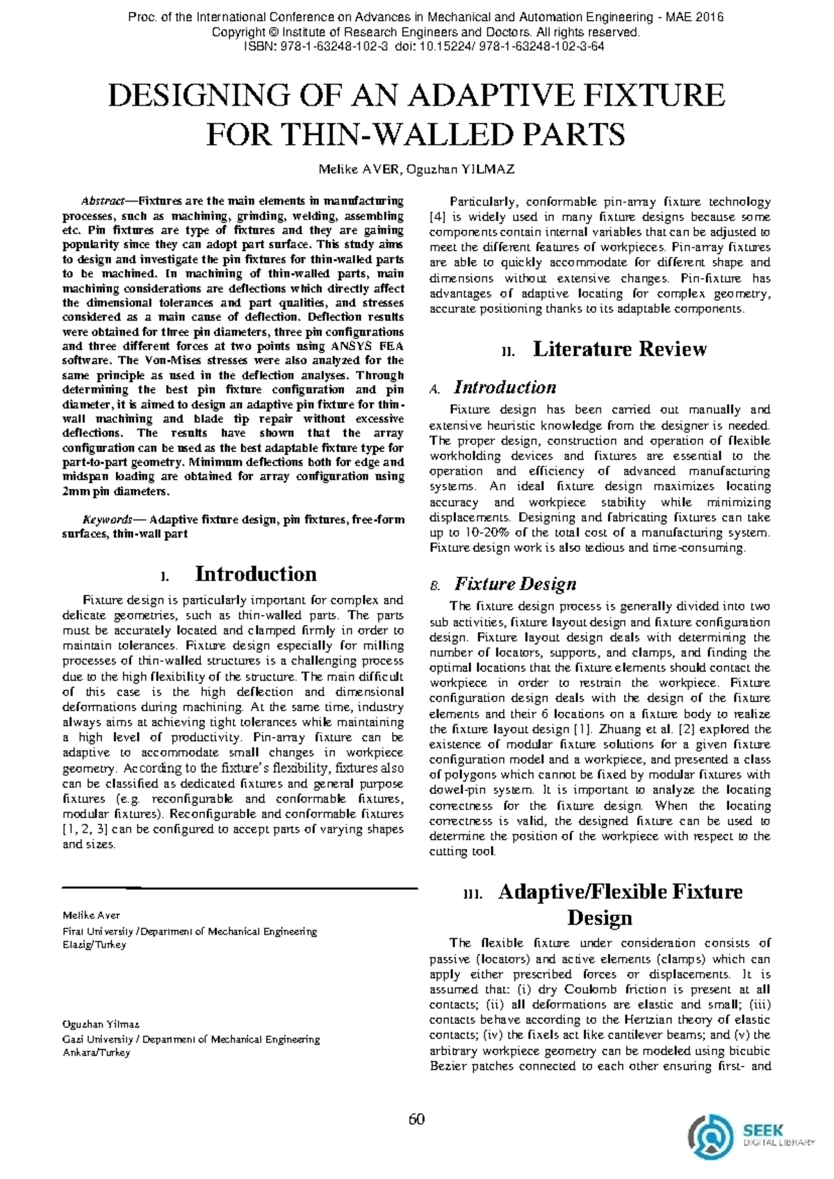 Designing an Adaptive Fixture for Parts: MAE 2016 Conference Study ...