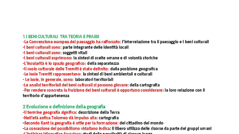 Geografia: Beni Culturali, Popolazione e Lingue - Corso 1 - Studocu