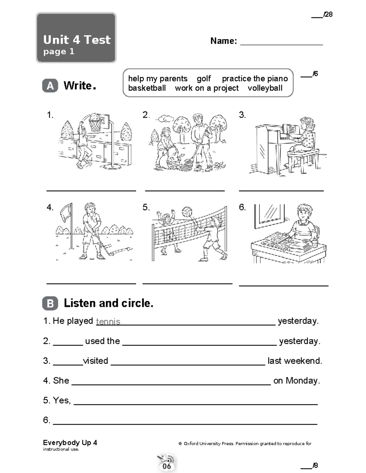 EU2e L4 Unit 4 Test: Practice Activities and Instructions - Studocu