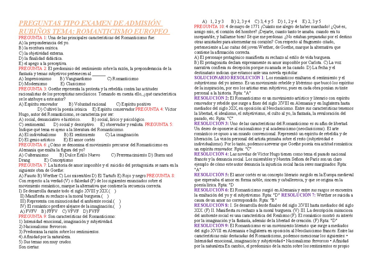 Literatura 2do Examen - Preguntas Resueltas y Solucionario - Studocu