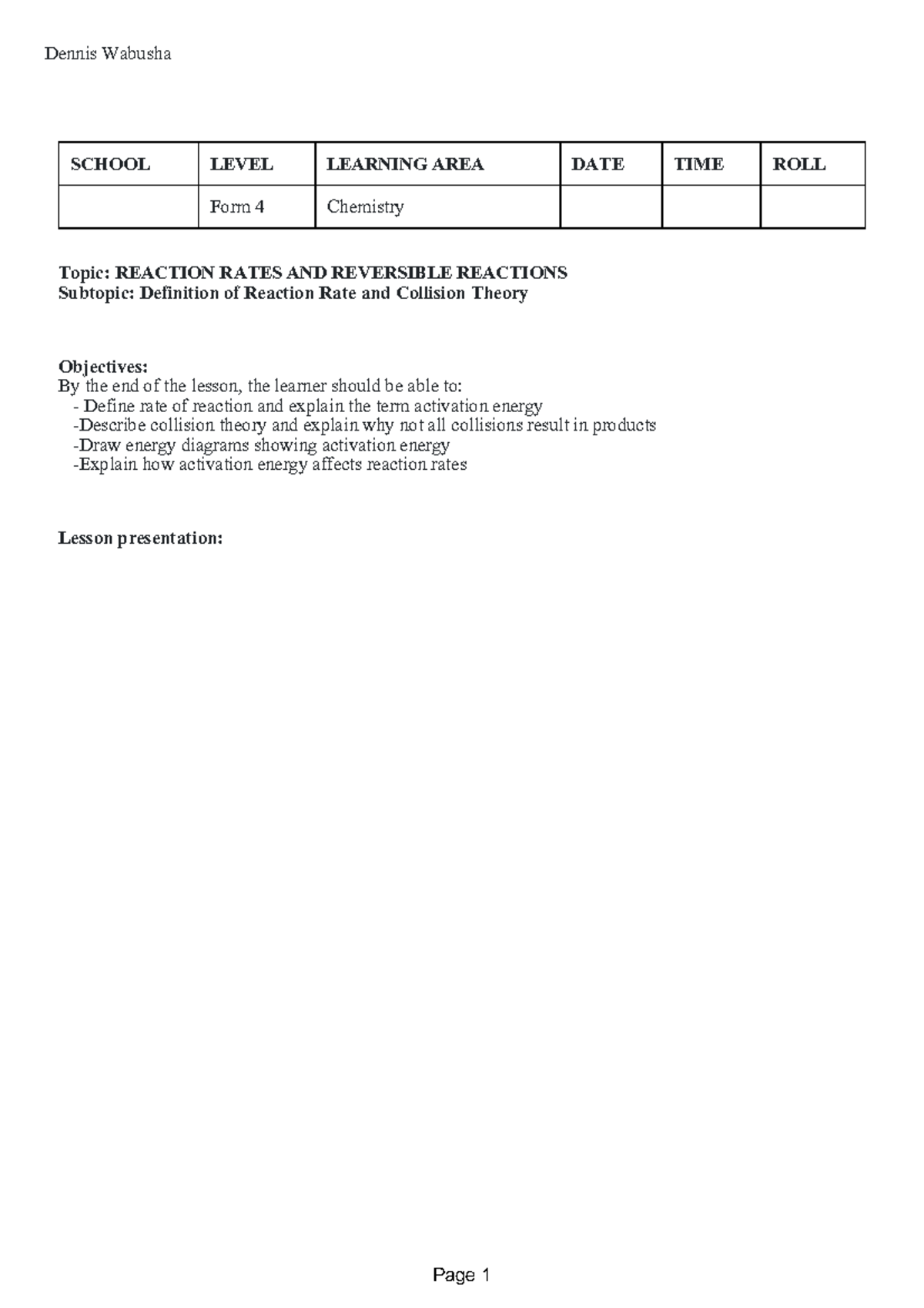 57304 Chemistry Form 4 - Reaction Rates & Reversible Reactions Notes ...