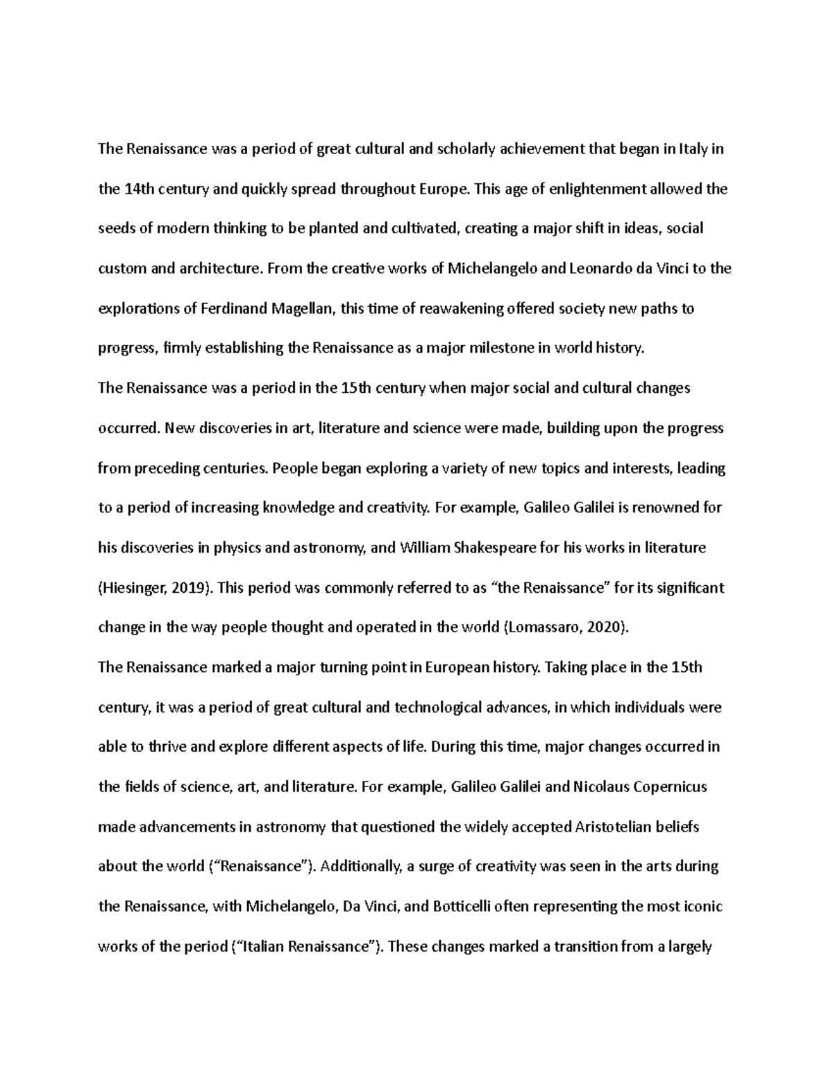 Renaissance (14th-15th Century) Essay: Cultural & Scholarly ...