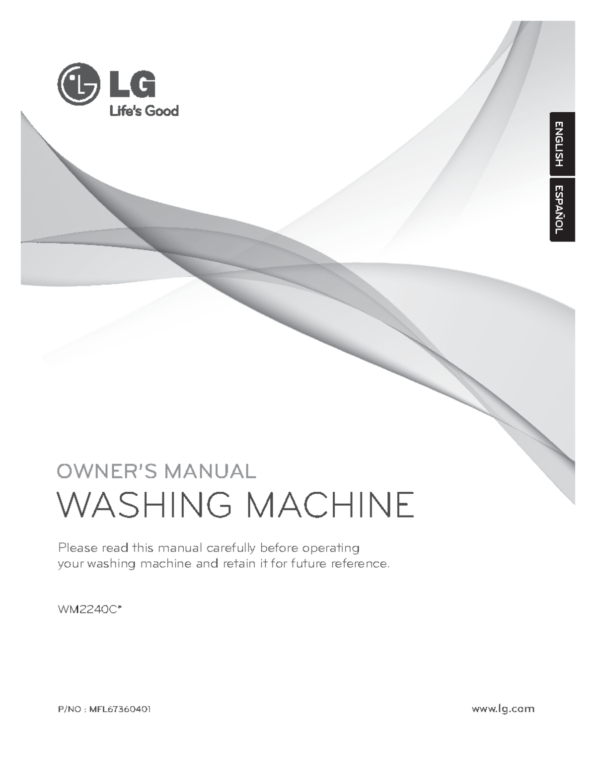 LG Washing Machine Manual (MFL67360401) - Safety & Installation Guide ...