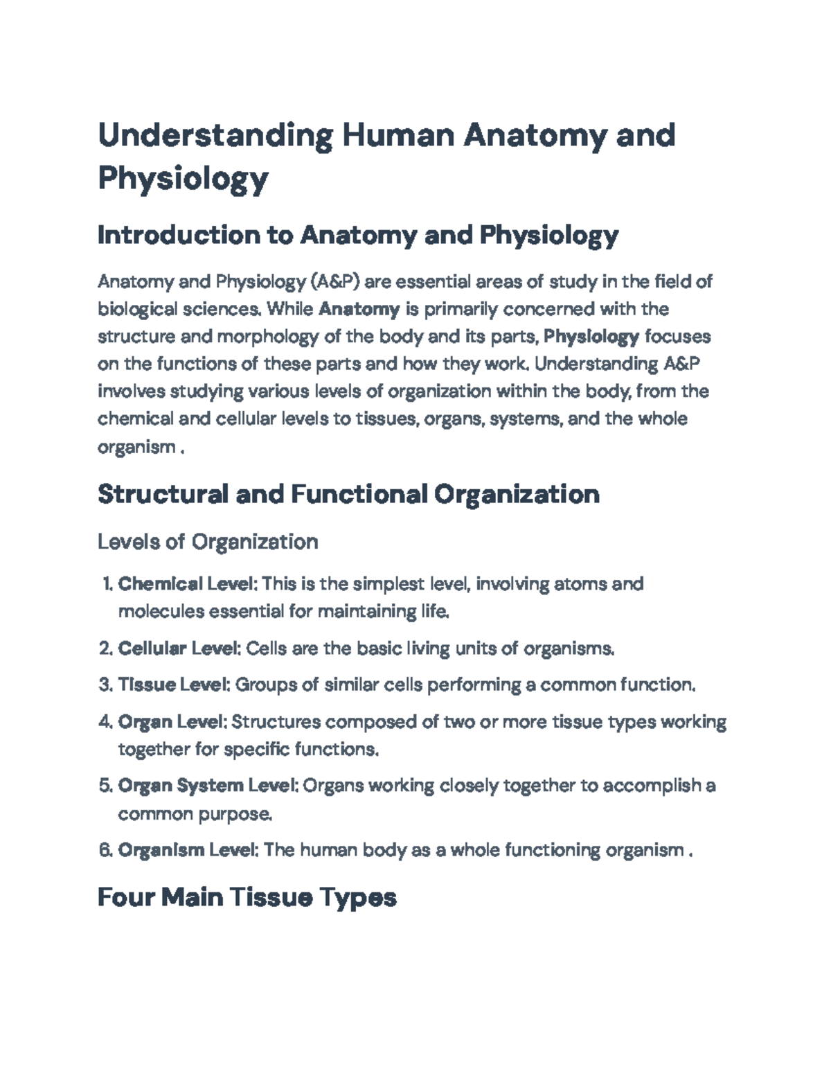 Anatomy and Physiology Overview: Key Concepts and Structures ...