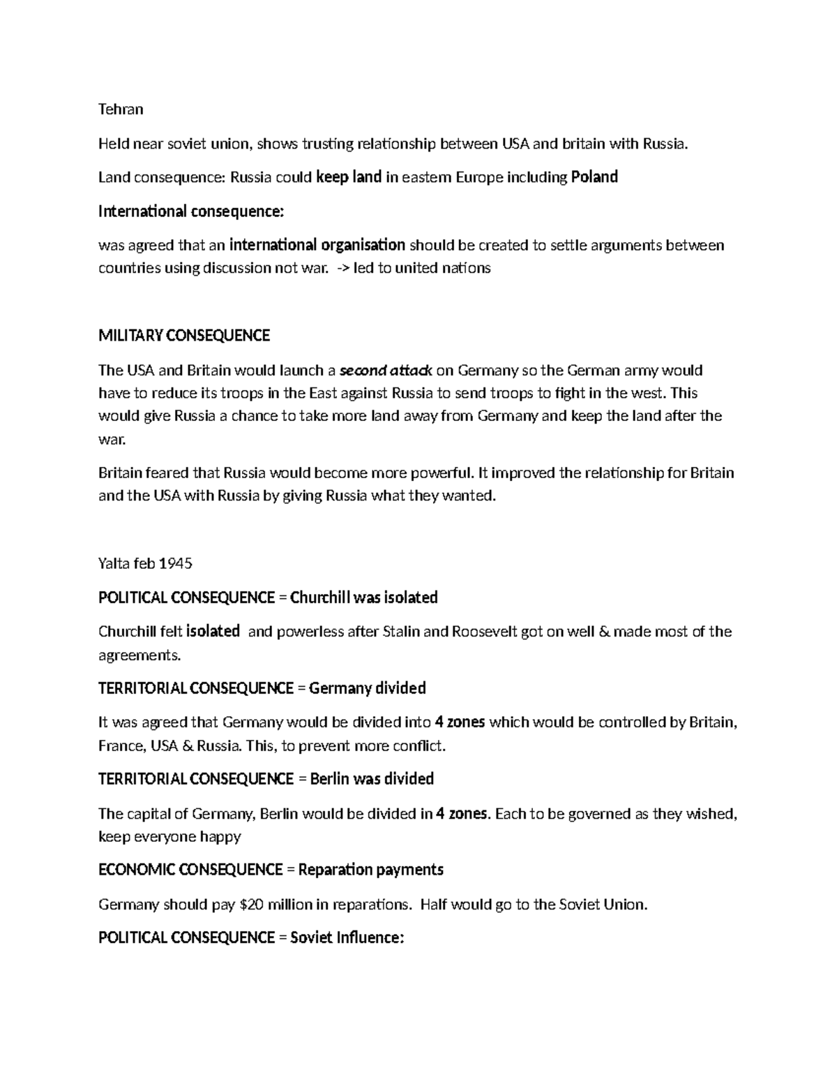COLD WAR Notes: Key Events and Consequences (HIST 101) - Studocu