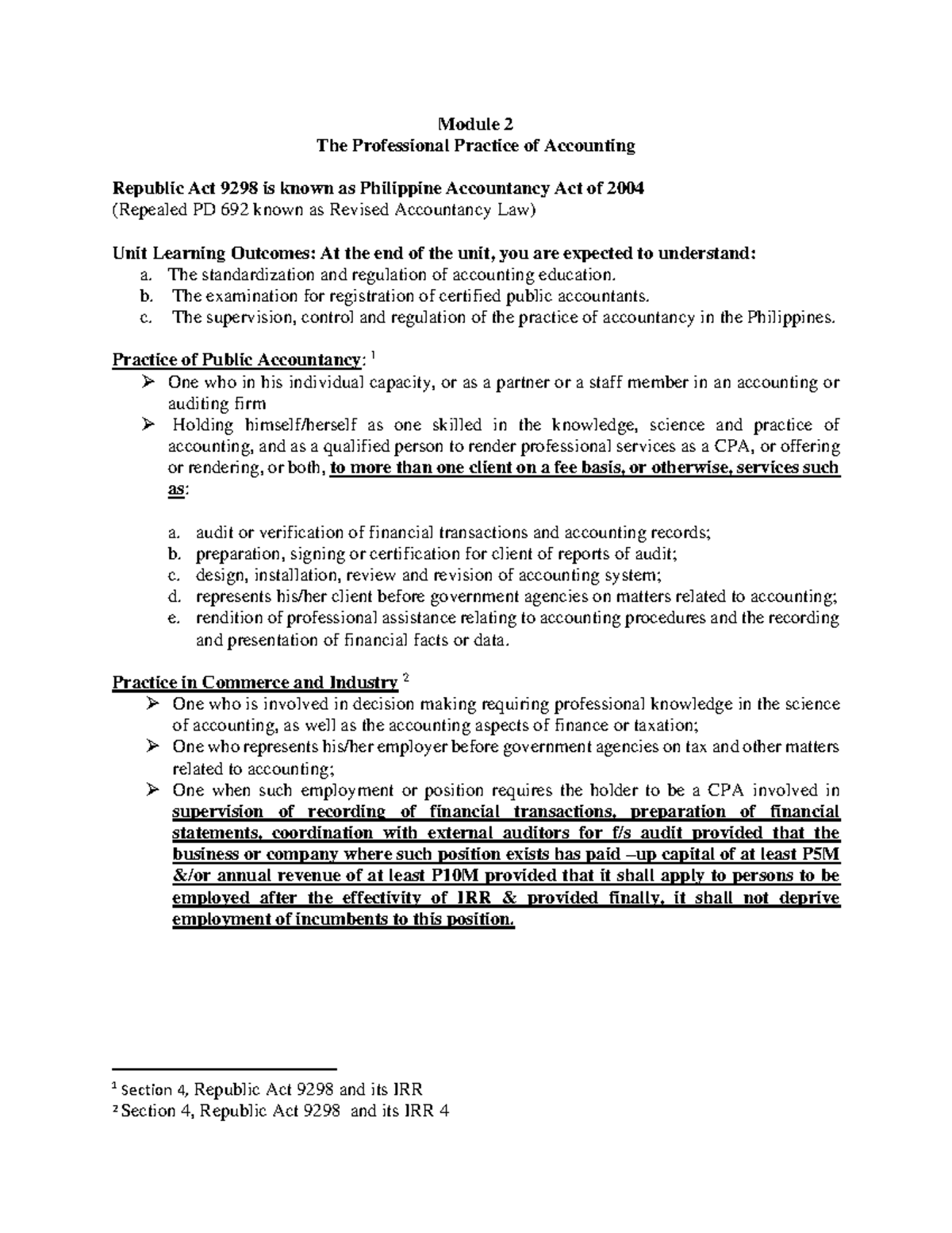 Module 2 The Professional Practice of Accounting - Warning: TT: undefined function: 32 Module 2 ...