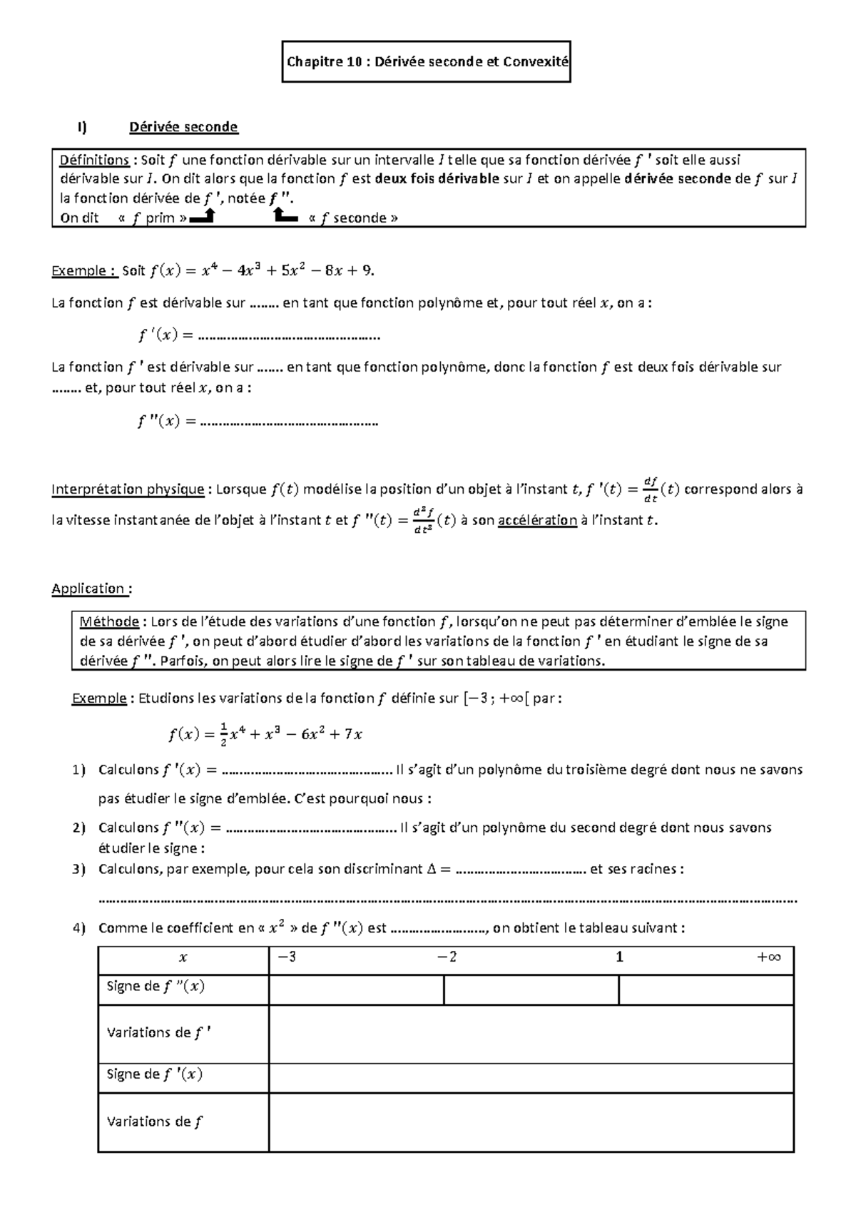 Cours Ch10 : Dérivée Seconde et Convexité - Concepts et Applications ...