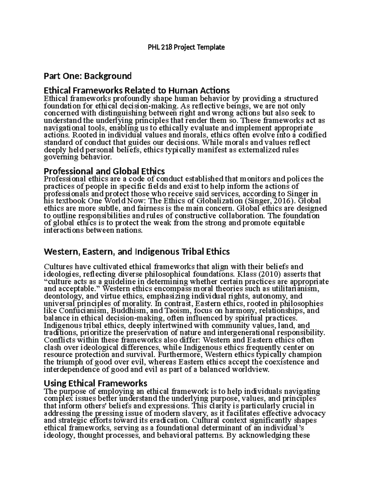 PHL 218 Project: Ethical Frameworks in Human Actions & Food Security ...