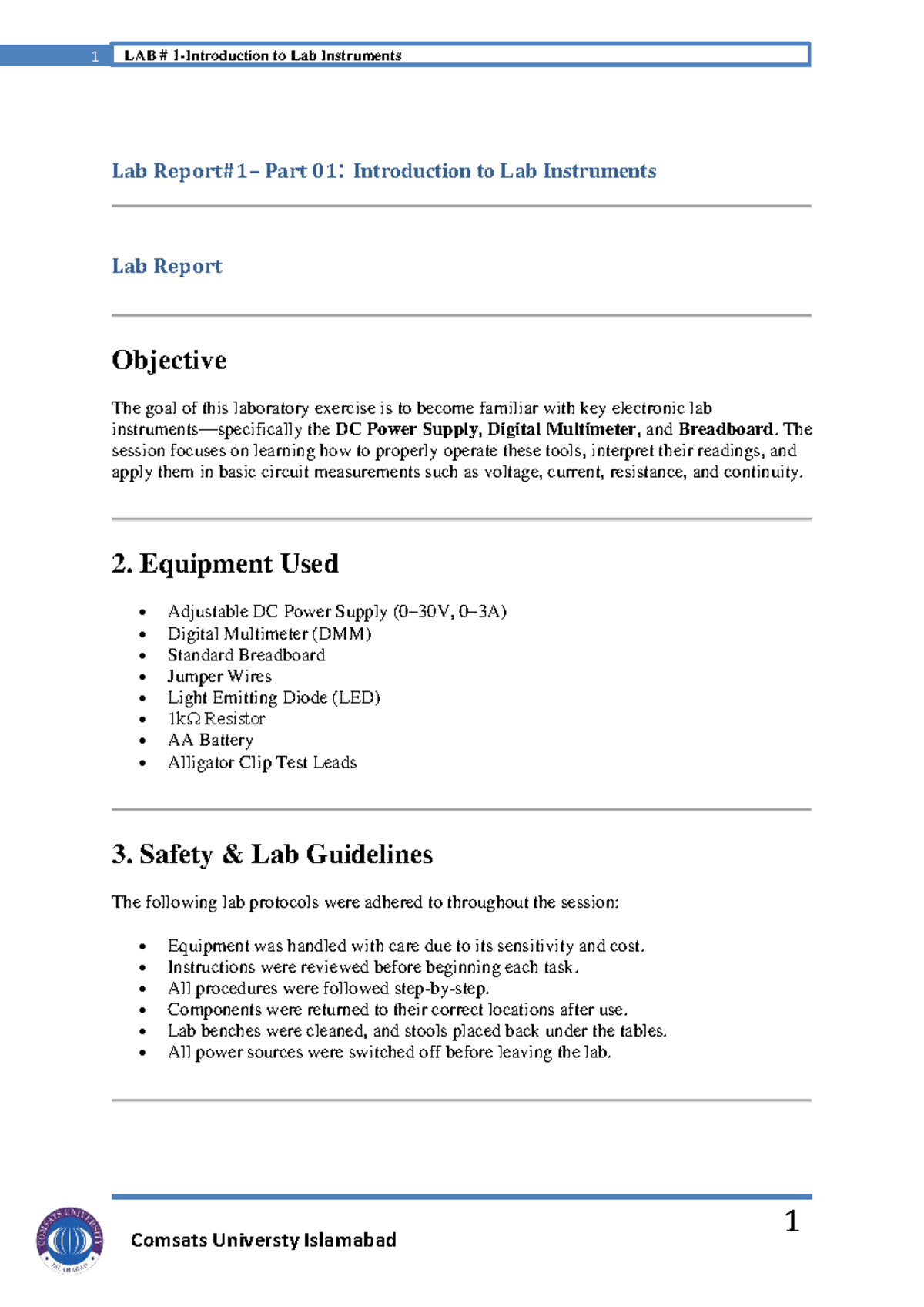 ECA 1 Lab Report: Introduction to Lab Instruments and Resistor Color Codes - Studocu