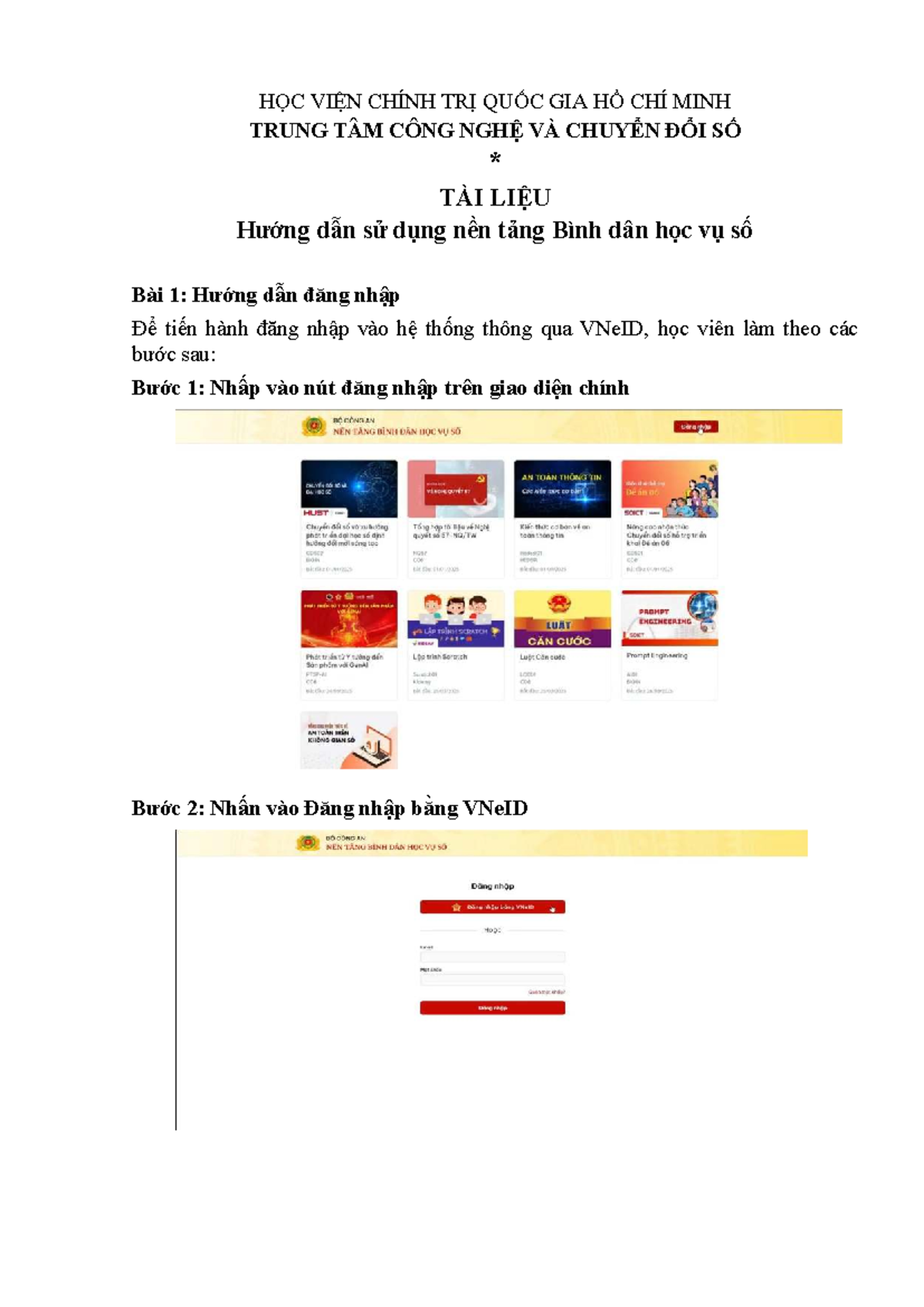 Hướng Dẫn Sử Dụng Nền Tảng Bình Dân Học Vụ Số (BDHVS) - Studocu