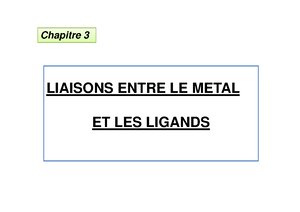 Complexes organométalliques - ####### Chapitre 1 ComplexesComplexes ...