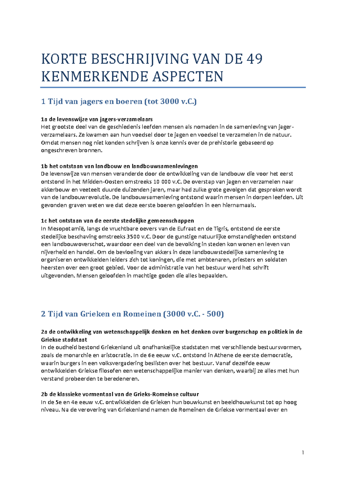 KA Uitleg Uitgebreid: Kenmerken van de Tijdperken in de Geschiedenis ...