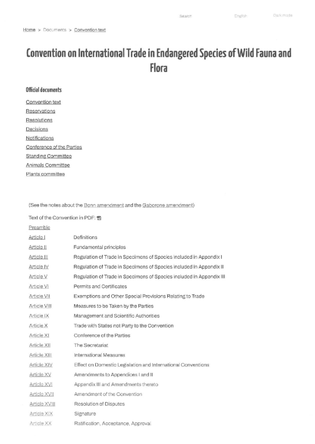CITES Convention Text: Appendix Classification and Species Information ...