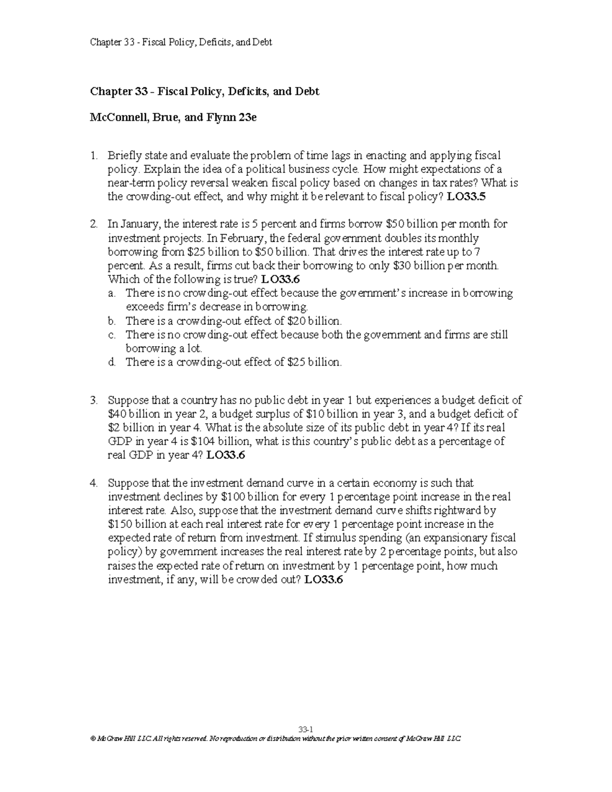 MBF 23e Chapter 33 Tutorial 8: Fiscal Policy, Deficits & Debt Analysis ...