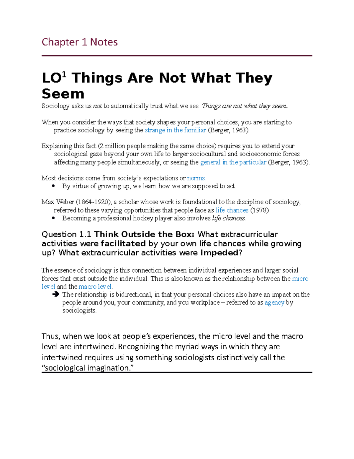 Chapter 1 Notes - Chapter 1 Notes LO 1 Things Are Not What They Seem ...