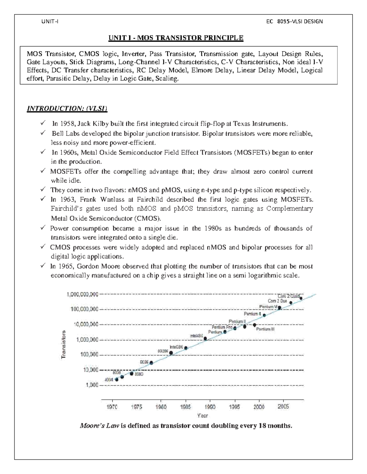 Digital CMOS VLSI Design Notes - EC DESIGN UNIT I - Studocu