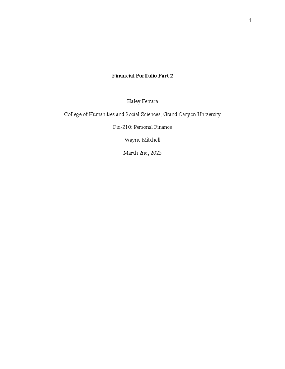 Financial Portfolio Part 2 - M.A.R. goals that I want to accomplish ...