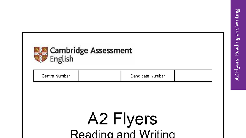 A2 Flyers Reading and Writing Practice Test Questions - Studocu