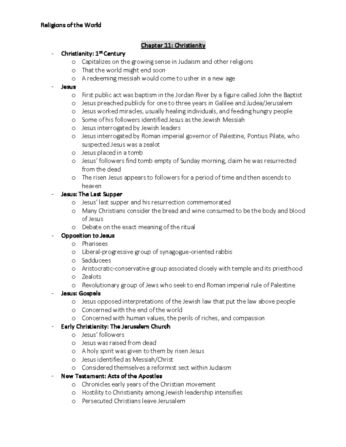 Christianity Overview Notes - Chapter 11 (Religions of the World) - Studocu